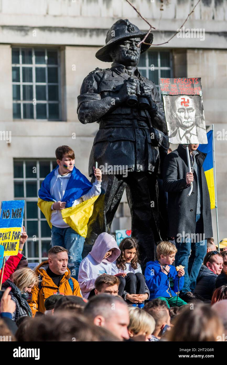 London, UK. 26th Feb, 2022. Crowds on the statue is of Alan Brooke, 1st ...