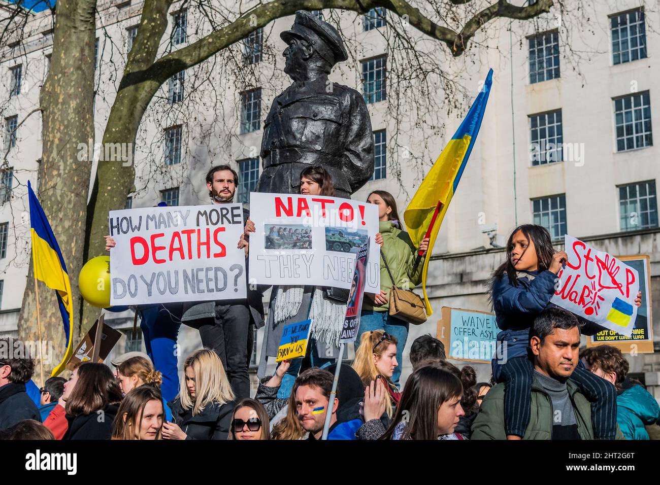 London, UK. 26th Feb, 2022. Crowds on the statue is of Alan Brooke, 1st ...