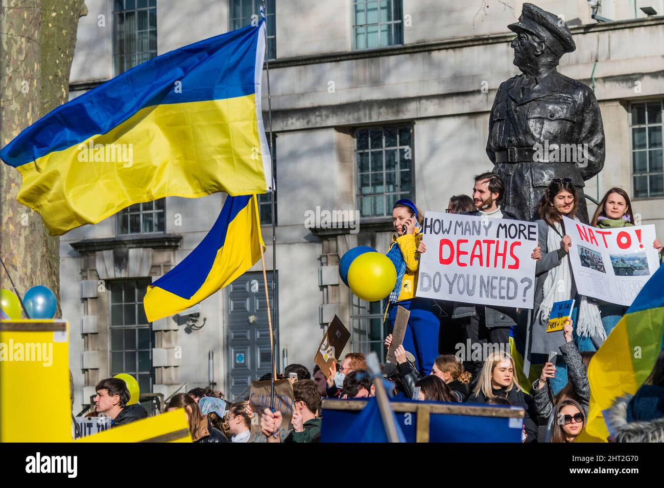 London, UK. 26th Feb, 2022. Crowds on the statue is of Alan Brooke, 1st ...