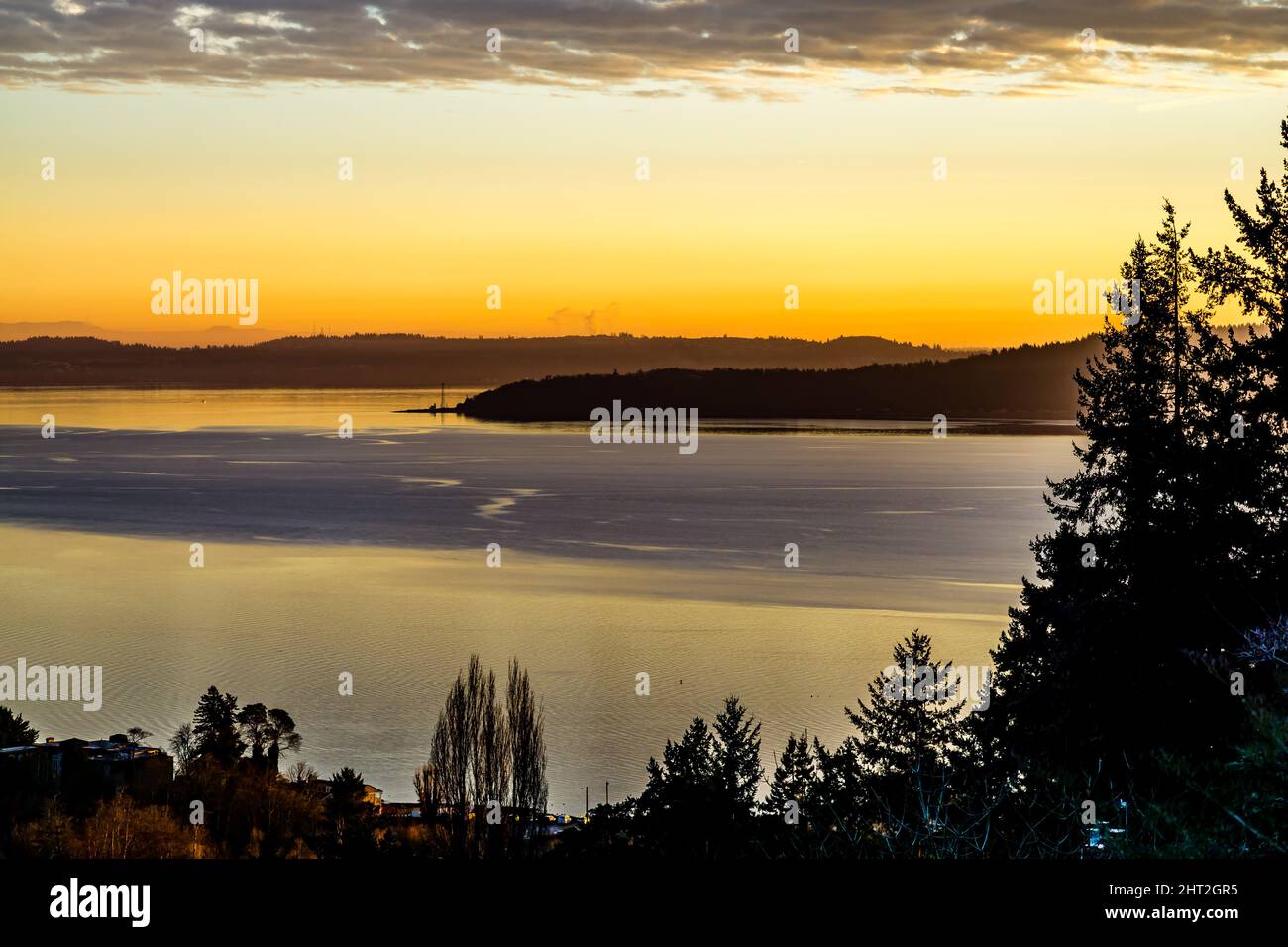 Clouds and a Puget Sound sunset in Washington State Stock Photo - Alamy