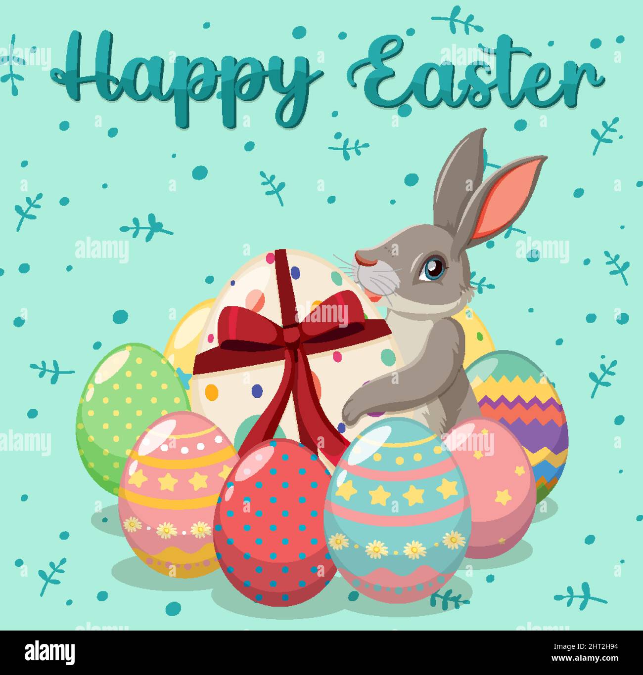 Happy Easter design with bunny and eggs illustration Stock Vector Image ...