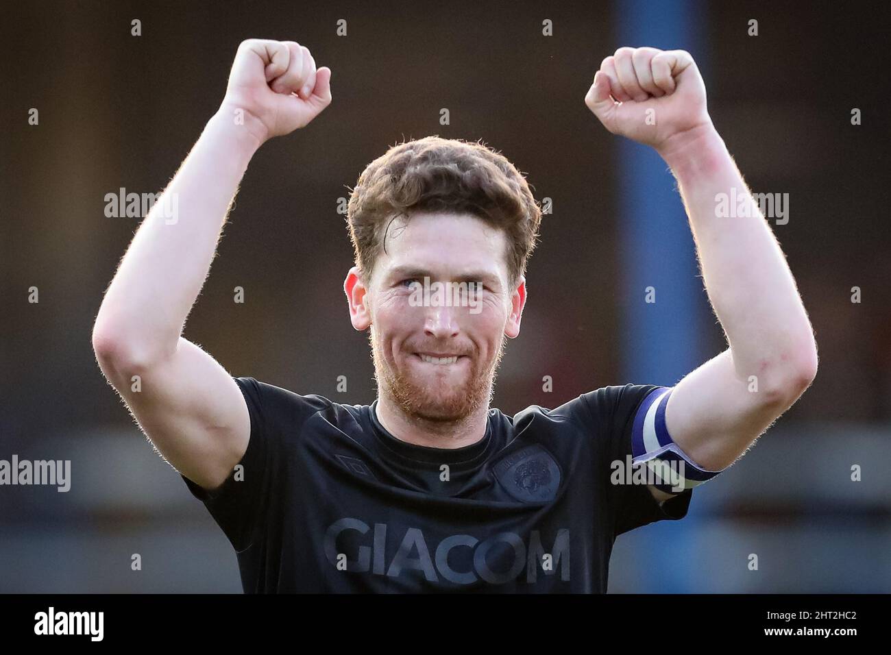 Richard Smallwood #6 of Hull City pumps his fists to the travelling ...