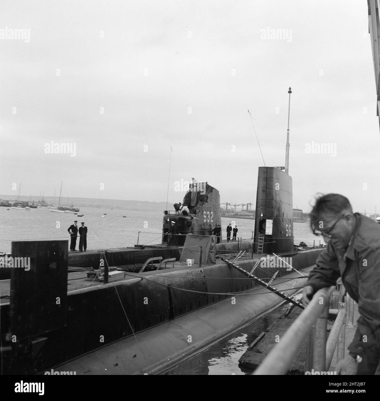 HMS Tiptoe, S32, Royal Navy Submarine, limps into port, Gosport, South ...