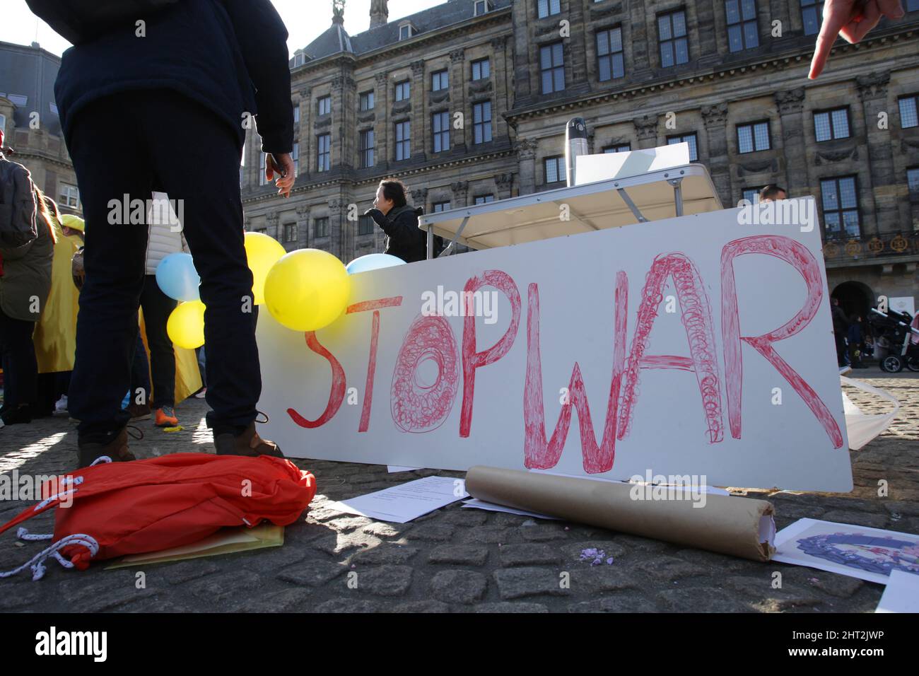 Amsterdam, Netherlands. 26th Feb, 2022. Members of the Syrian community ...