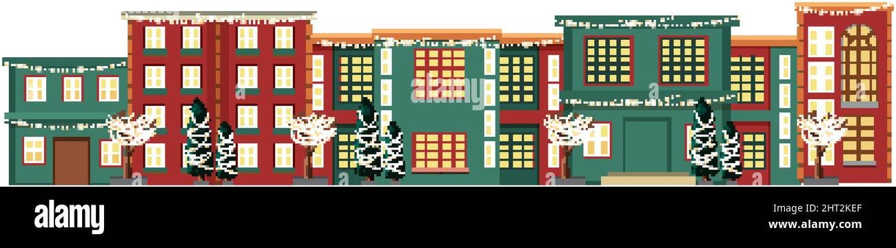 Panorama with cityscape in cartoon style illustration Stock Vector ...