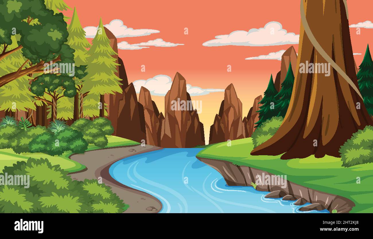 Prehistoric forest scene background illustration Stock Vector Image ...