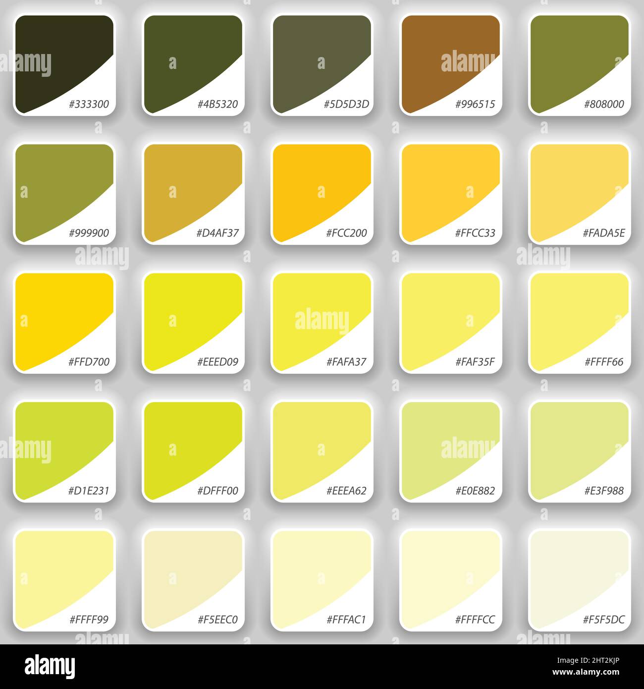 Shades of yellow swatch color palette. Neomorphism Style design Stock ...
