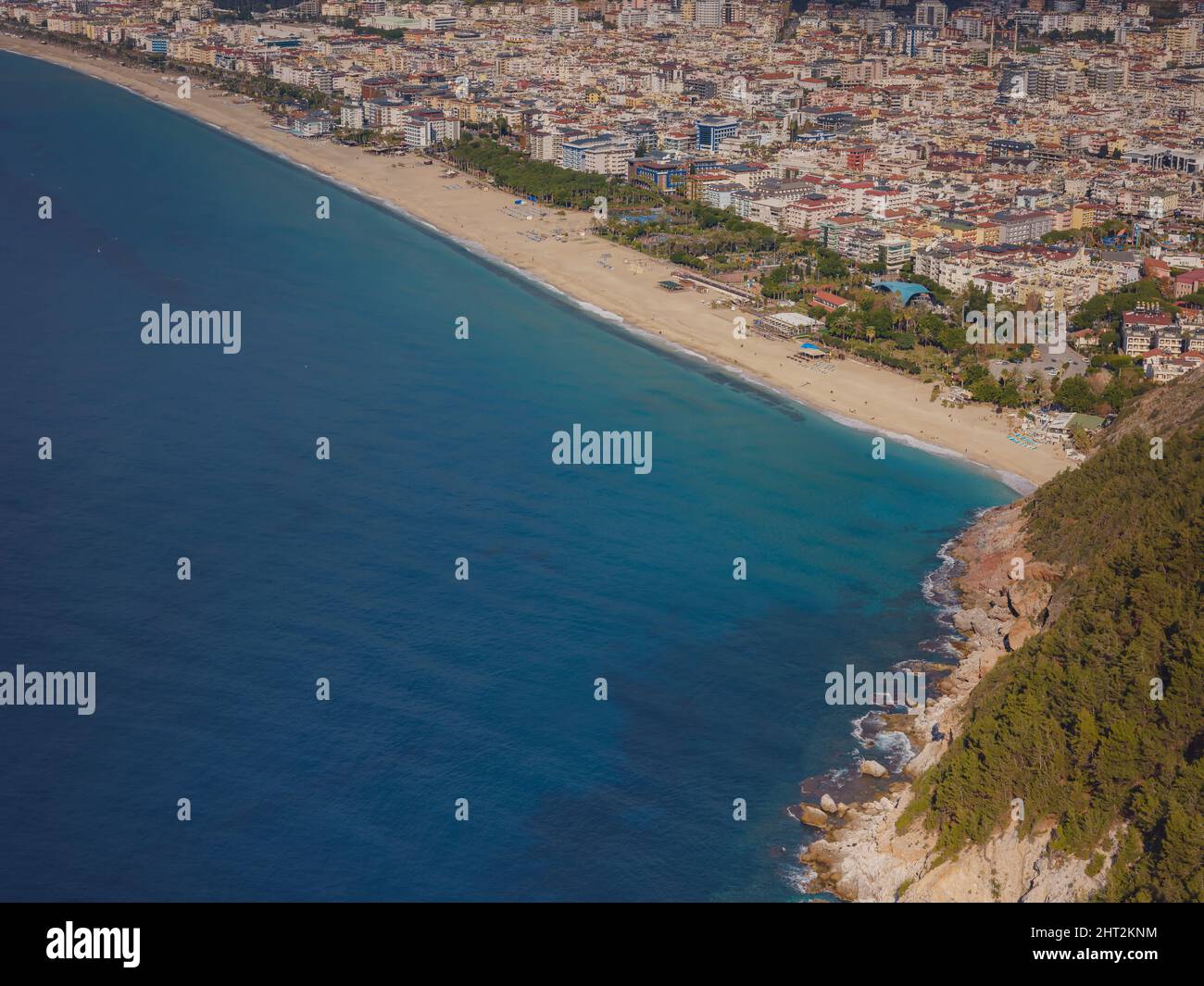 Alanya, turkey, winter walk by mediterranean sea. Ariel view of Alanya ...