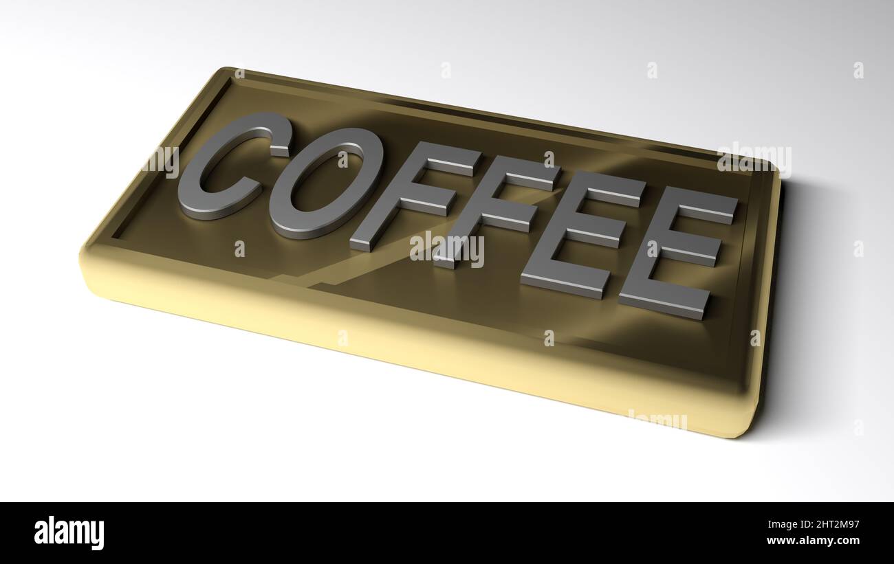 Coffee metallic tag on white background - 3D rendering illustration ...