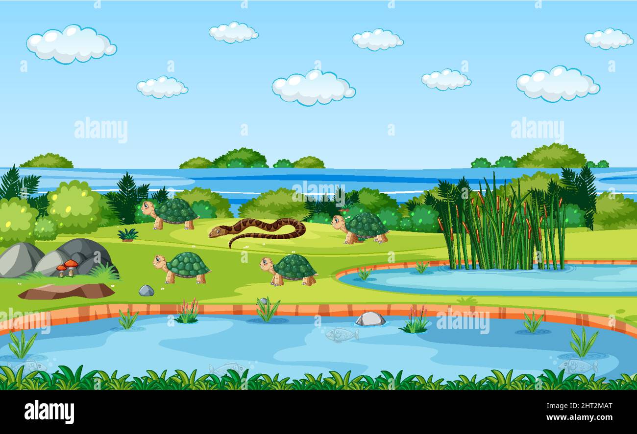 Many animal next to river illustration Stock Vector Image & Art - Alamy