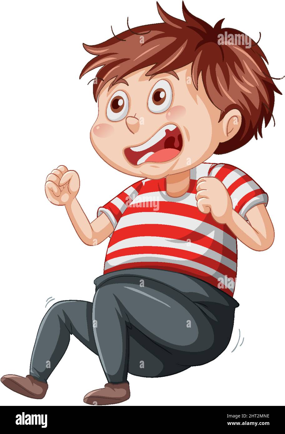 A boy shock cartoon character on white background illustration Stock ...