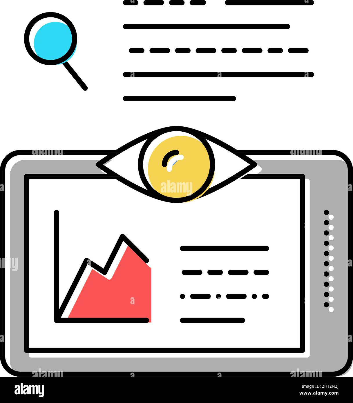 research infographic on tablet screen color icon vector illustration ...