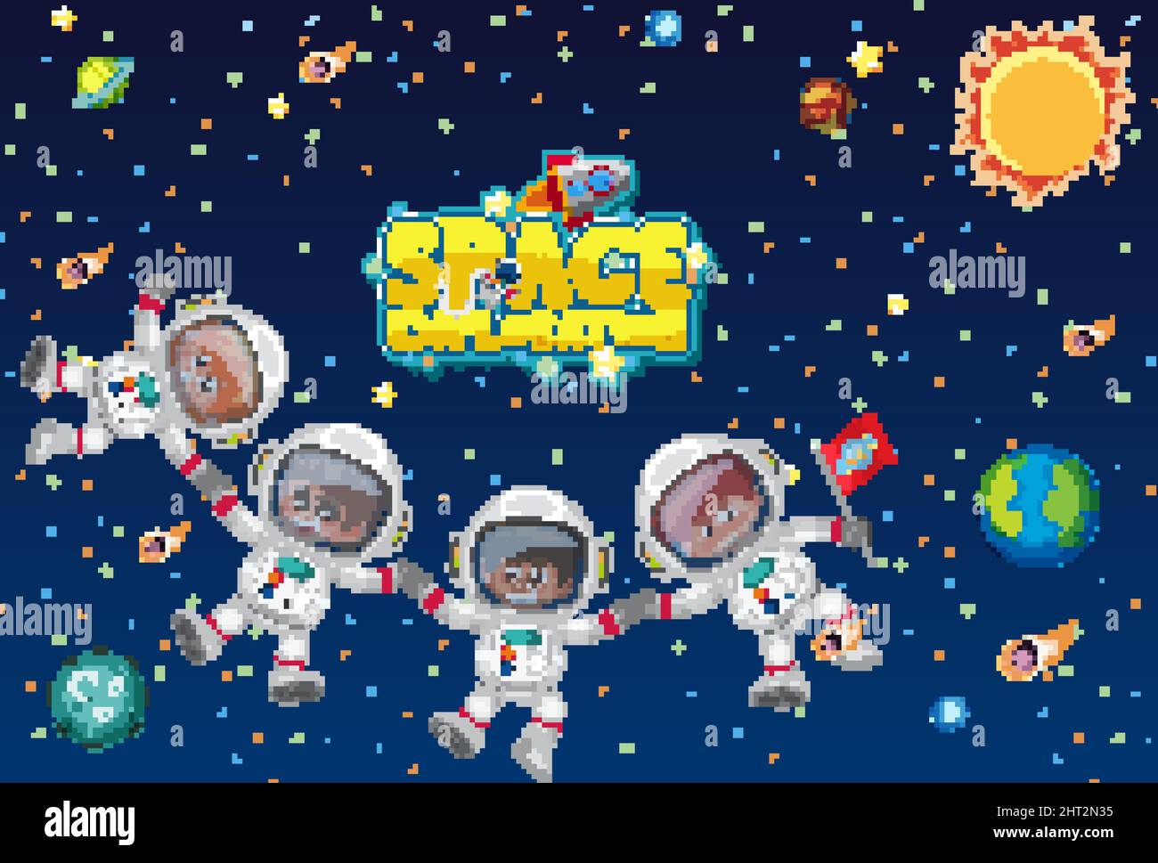 Astronaut exploring the space illustration Stock Vector Image & Art - Alamy