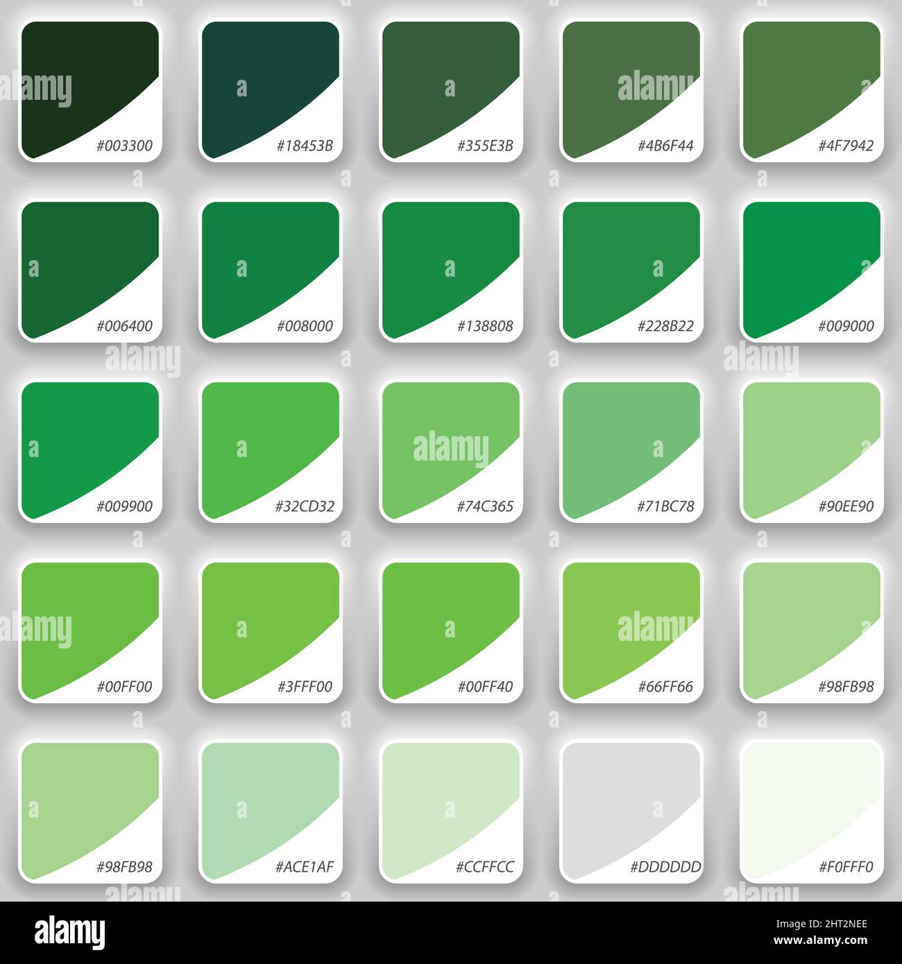 Shades of green swatch color palette. Neomorphism Style design Stock ...