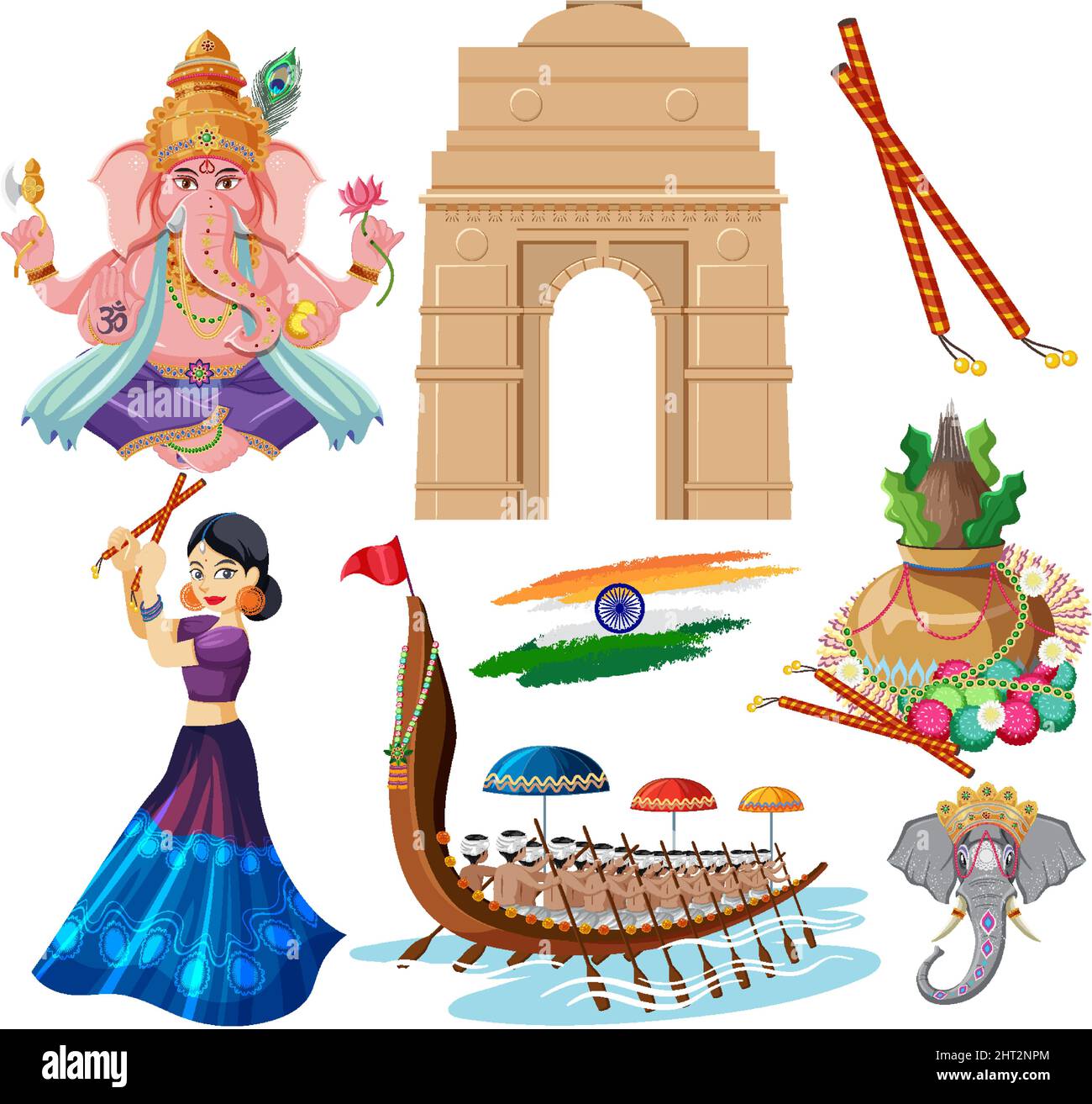 Set of Indian gods and building illustration Stock Vector Image & Art ...