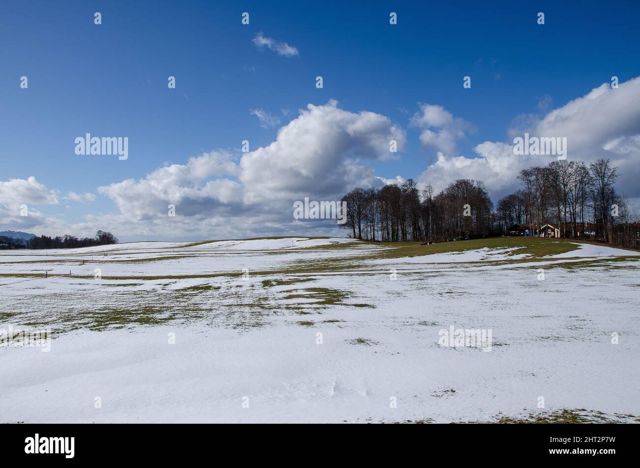 Snow on the meadows at the end of winter hi-res stock photography and ...