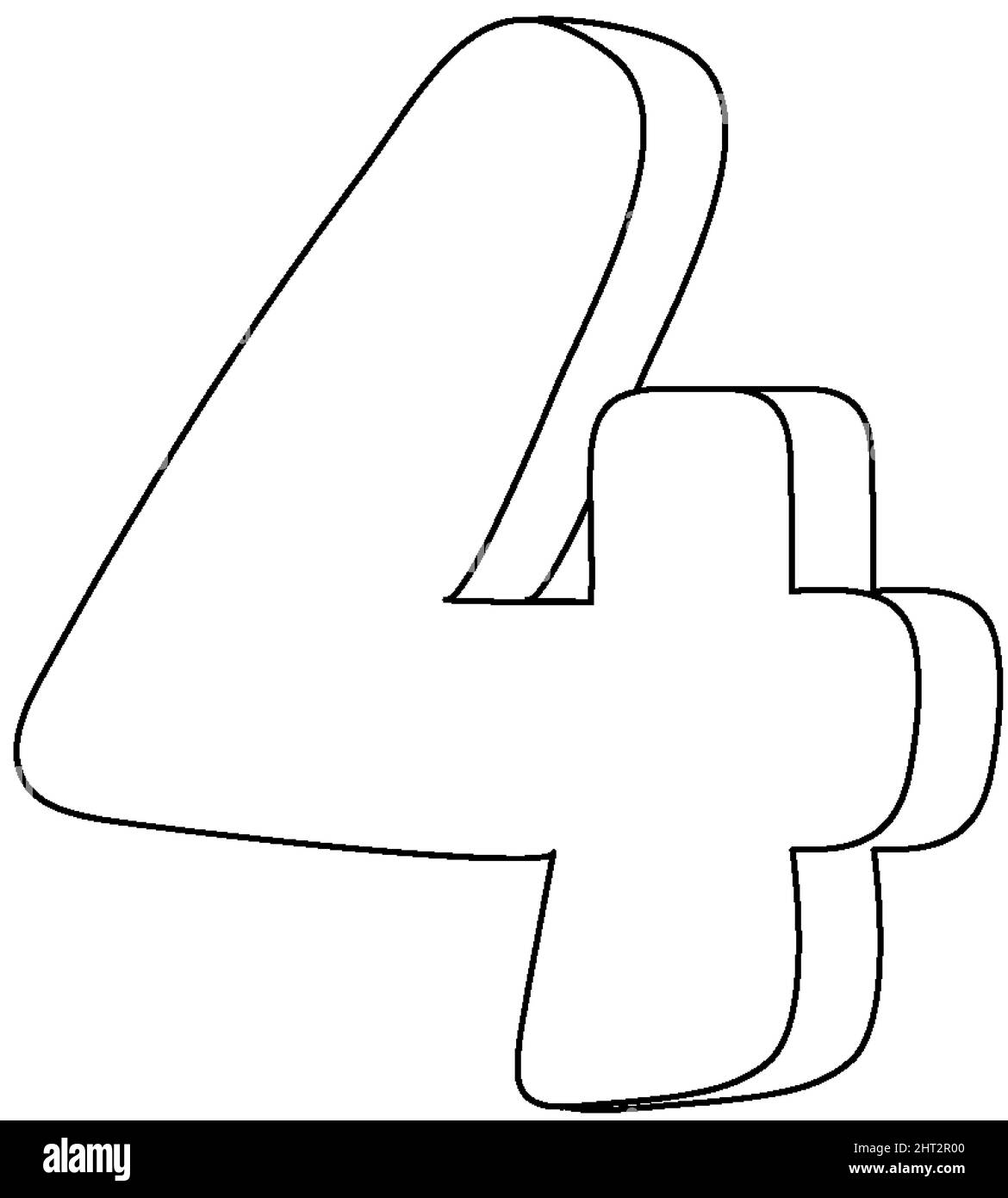 Number four doodle outline for colouring illustration Stock Vector ...