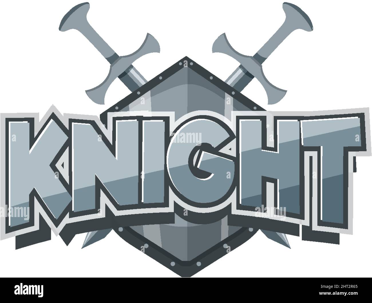 Knight font logo with sword in cartoon style illustration Stock Vector ...