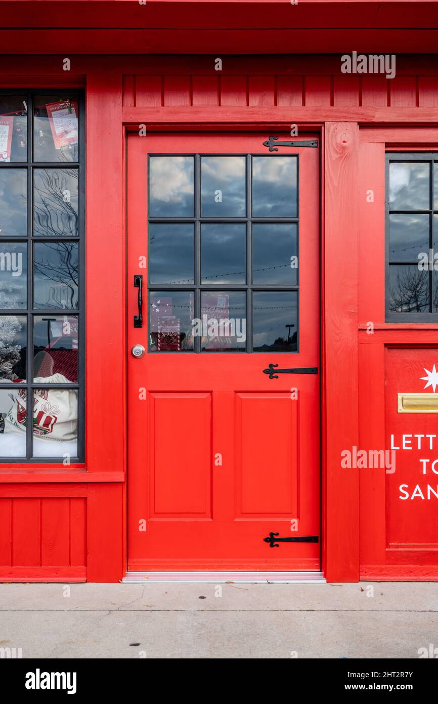 Bright Red Door With Glass Window at holiday market Stock Photo - Alamy