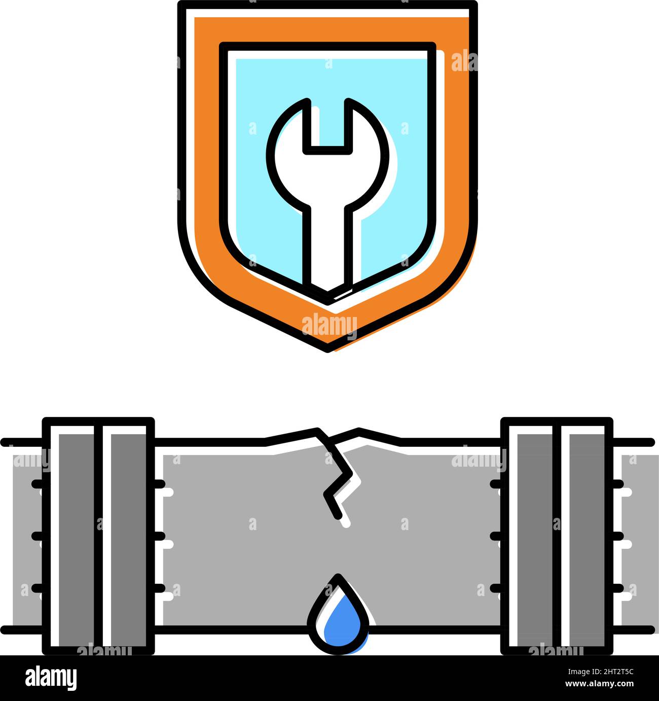 repair broken pipeline construction color icon vector illustration ...