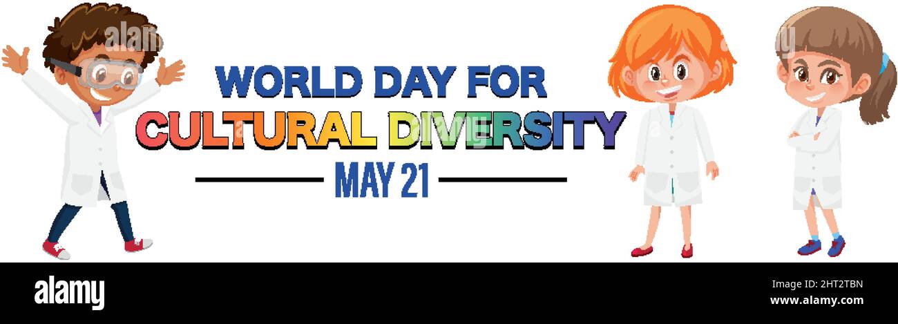 Poster design for world day cultural diversity with kids illustration ...