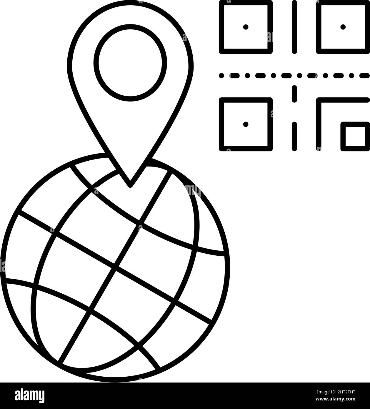bar code worldwide location line icon vector isolated illustration ...