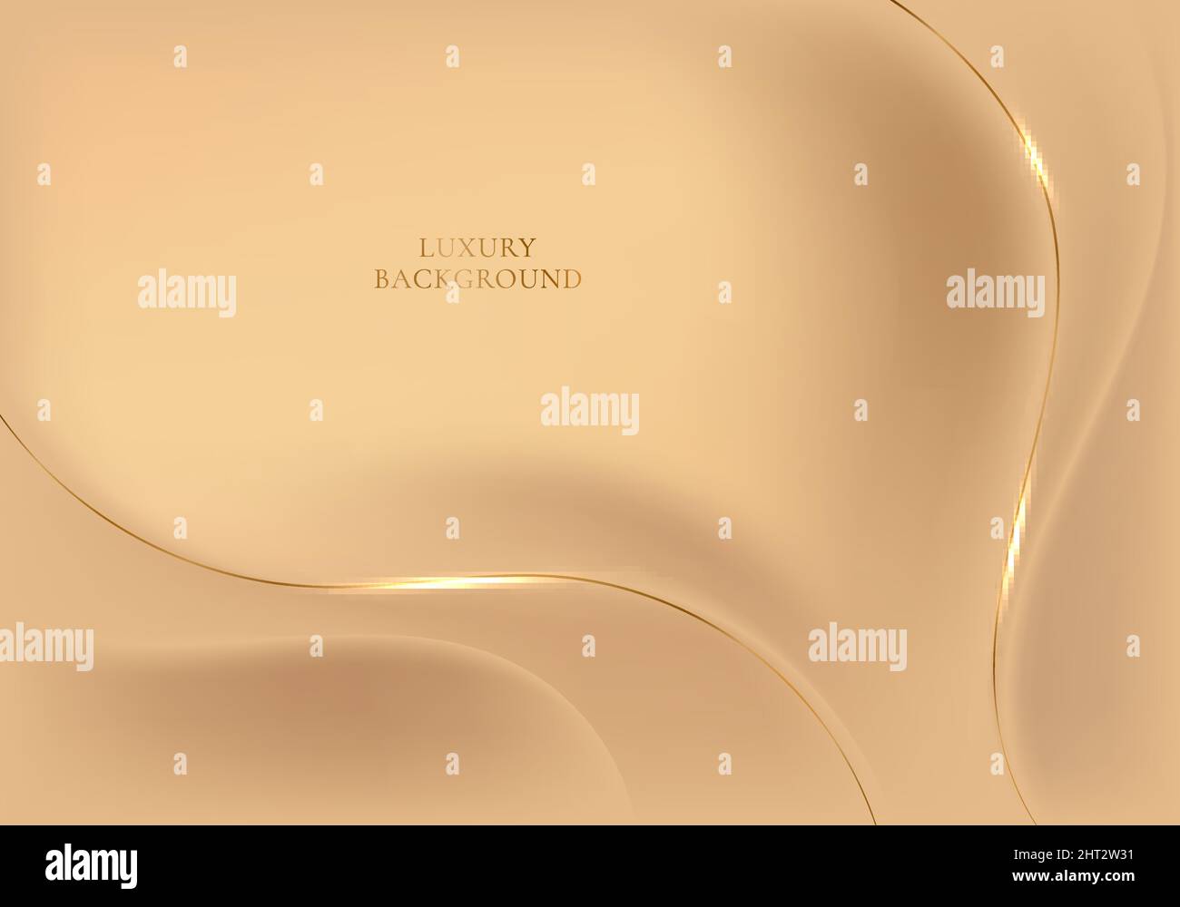 Abstract gold curved lines on satin fabric folds or fluid wave golden ...