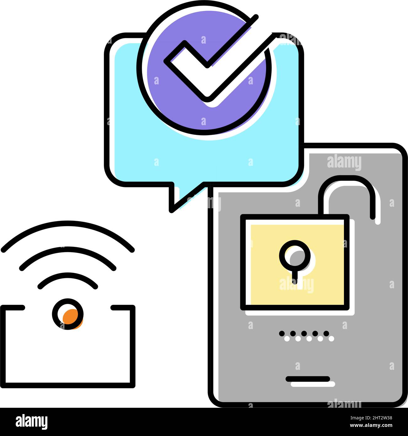 card with rfid chip for unlock door color icon vector illustration ...