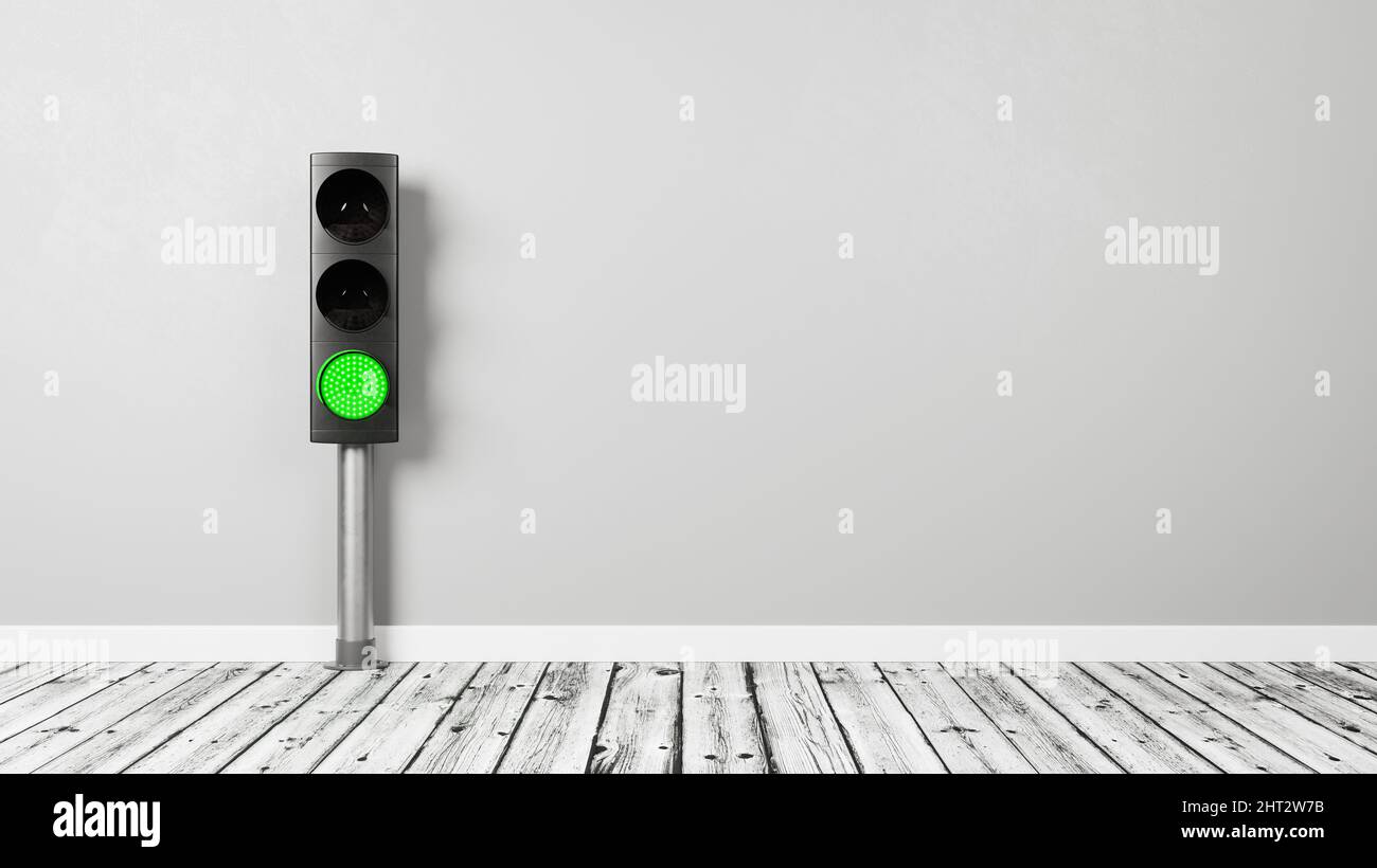 Green Traffic Light in the Room with Copy Space Stock Photo - Alamy