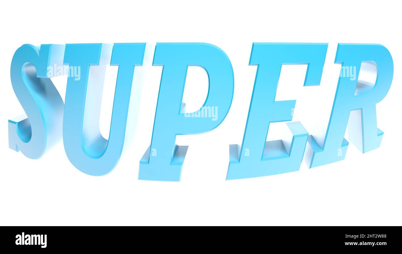 SUPER red write on white background - 3D rendering illustration Stock ...