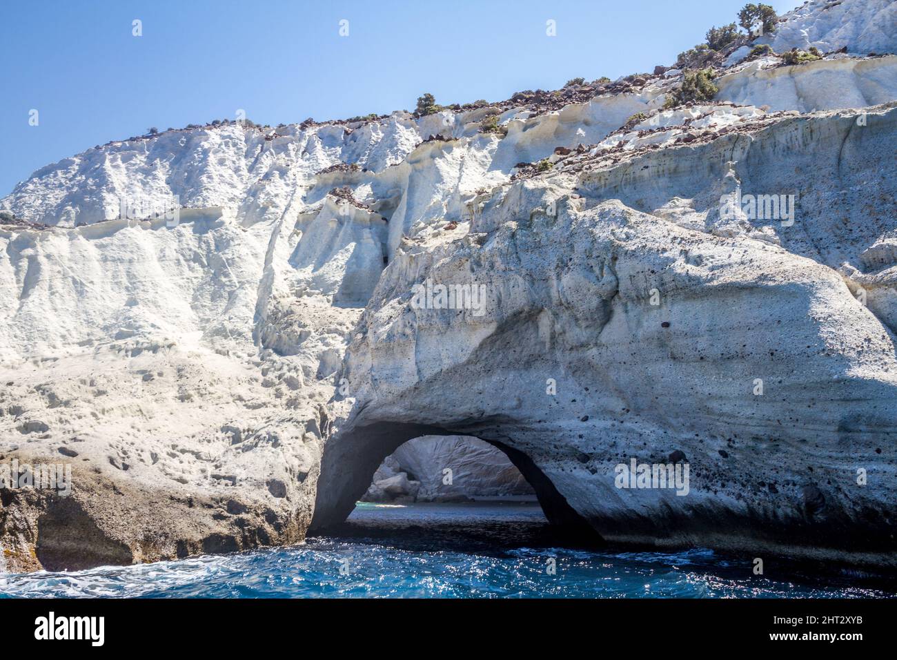 Beautiful scene of an incredible rock formation in the sea in Milos ...
