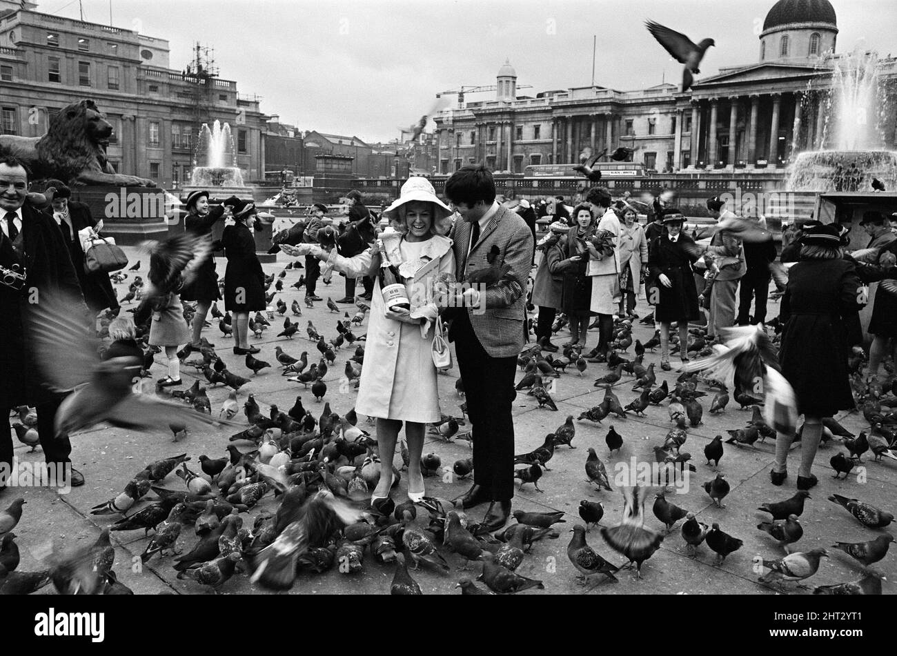 Jimmy Tarbuck in Trafalgar Square, London with Miss Liverpool Maureen ...
