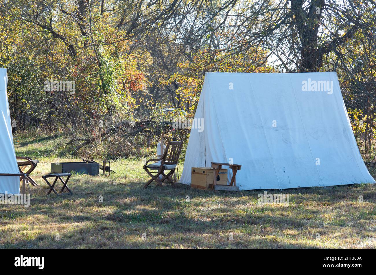 Large white tent in a park for a civil war reenactment Stock Photo - Alamy
