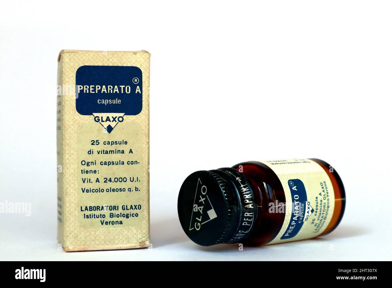 Vintage 1966 PREPARATO A GLAXO Capsules medicine with Vitamin A for ...