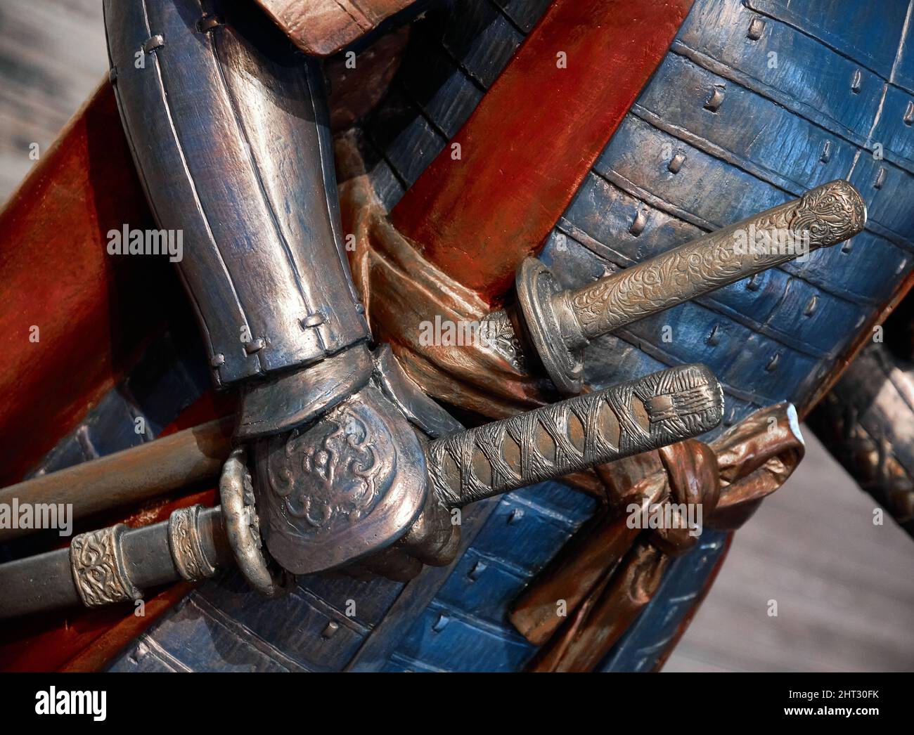 Closeup of a body with an iron shield holding metal sowrd Stock Photo ...