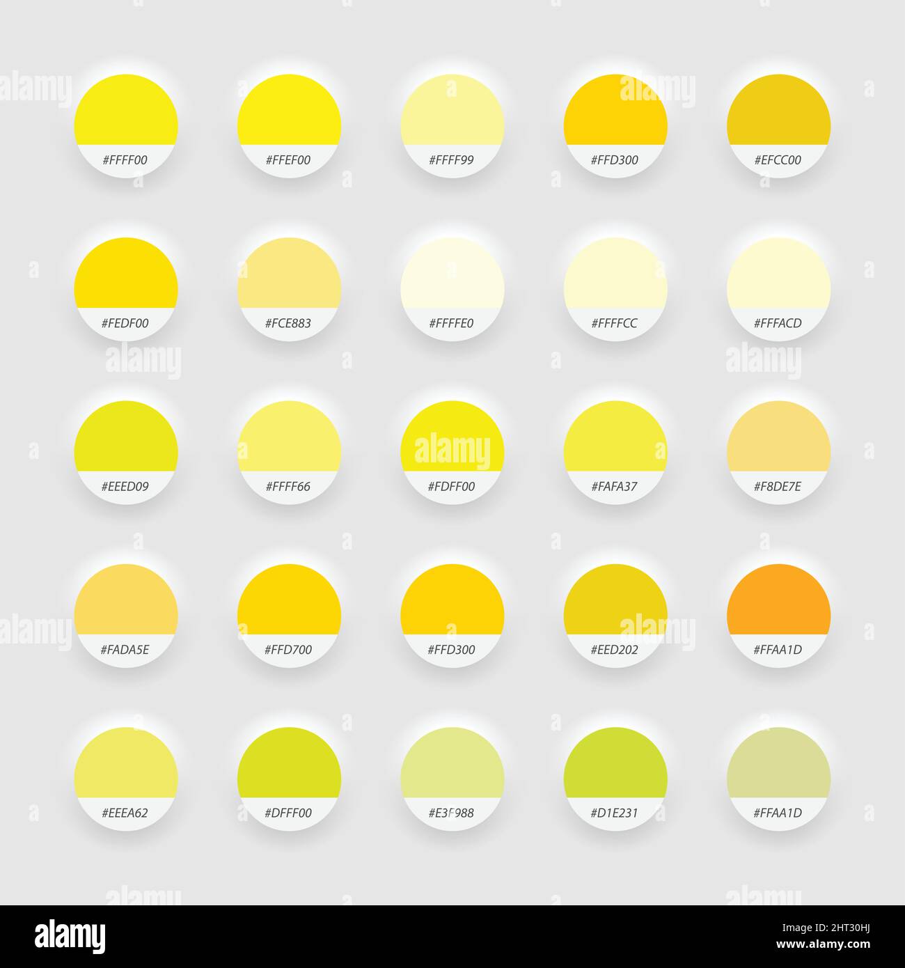 Shades of yellow swatch color palette. Neomorphism Style design Stock ...