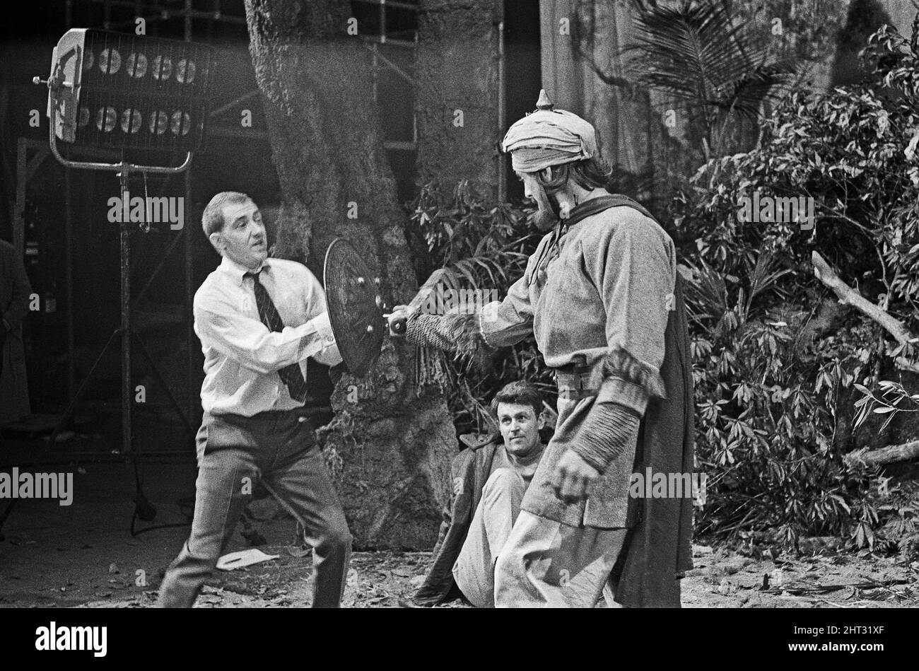 Derek Ware (left) teaches a Saracen (Valentino Musetti) how to fight ...