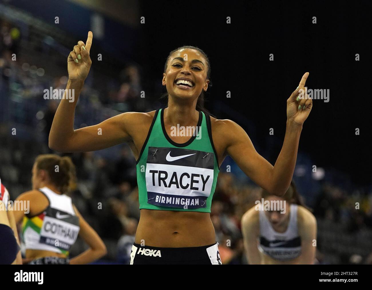 Adelle Tracey celebrates after winning the Women's 1500m final during ...