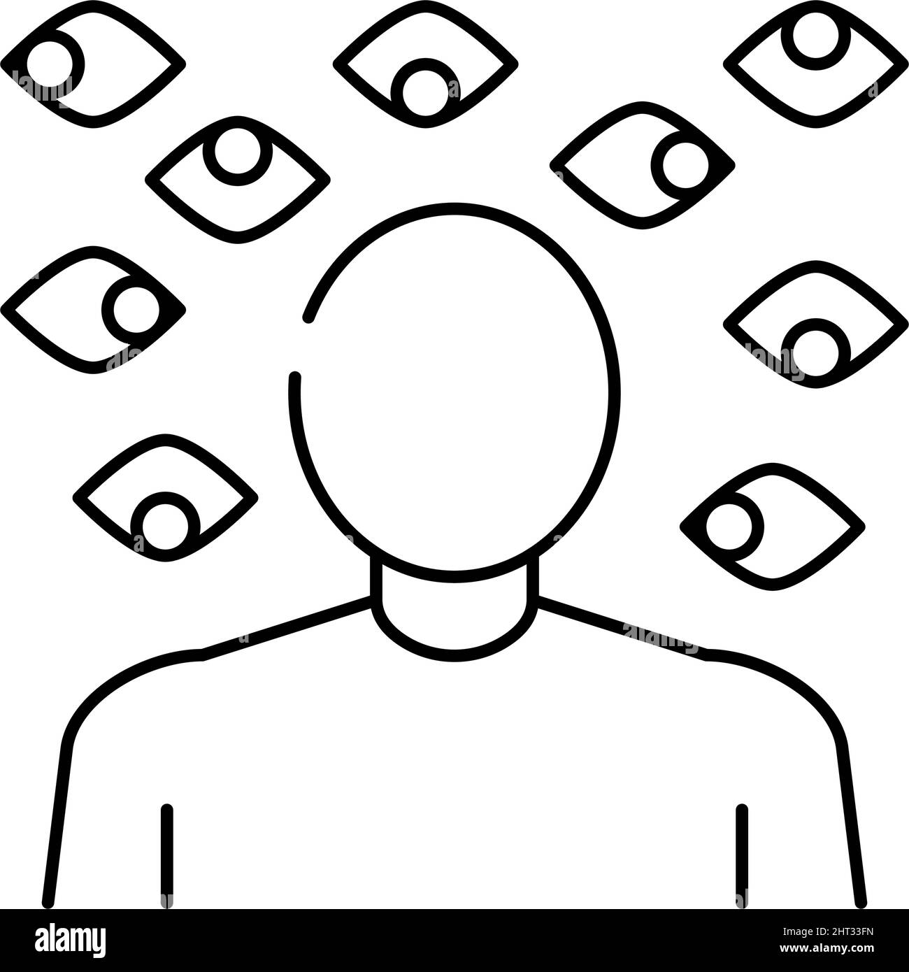 paranoia psychological problems line icon vector illustration Stock ...