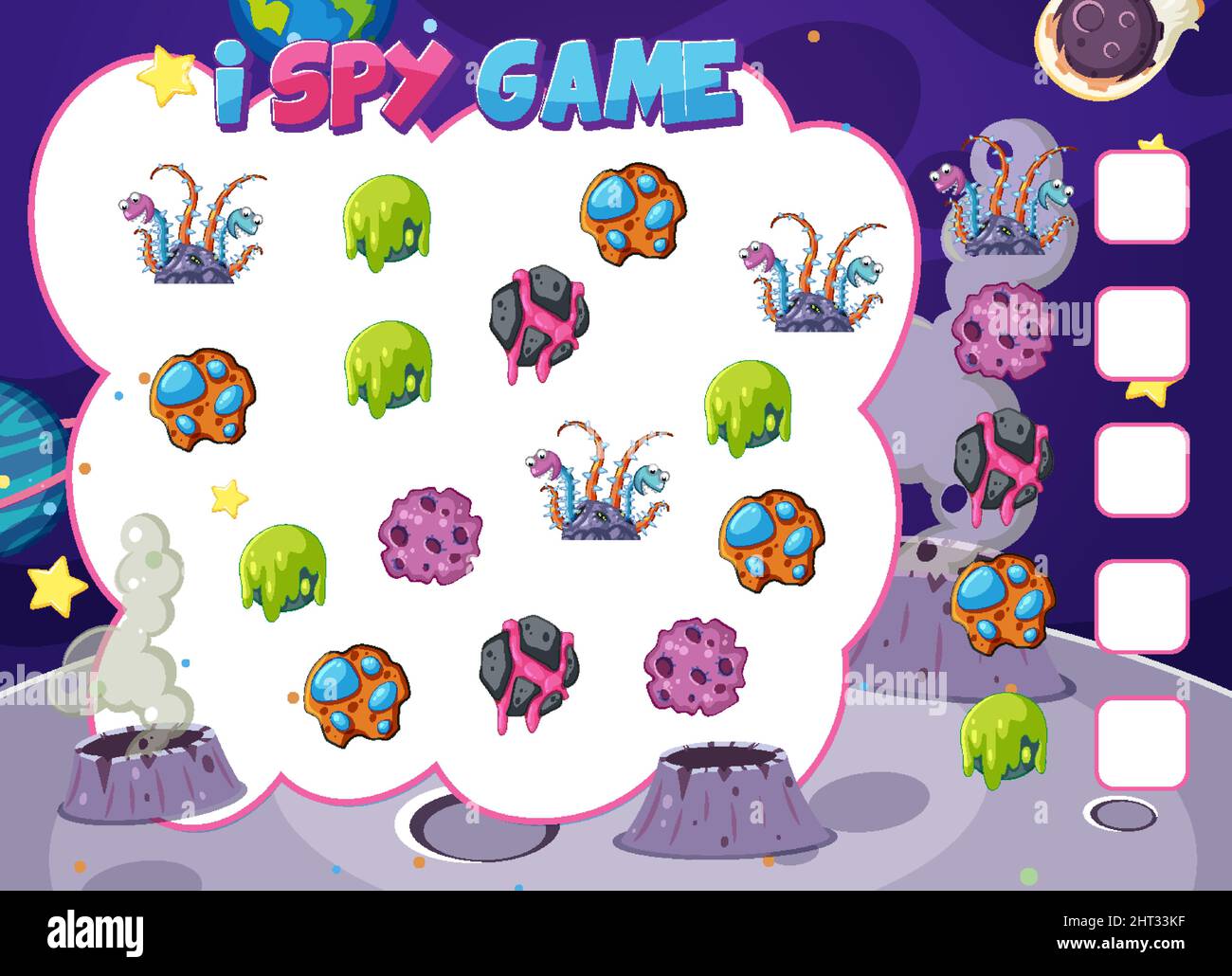 Math counting game template of space illustration Stock Vector Image ...