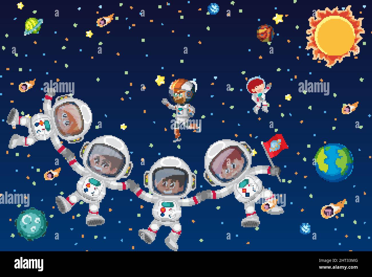 Astronaut exploring the space illustration Stock Vector Image & Art - Alamy