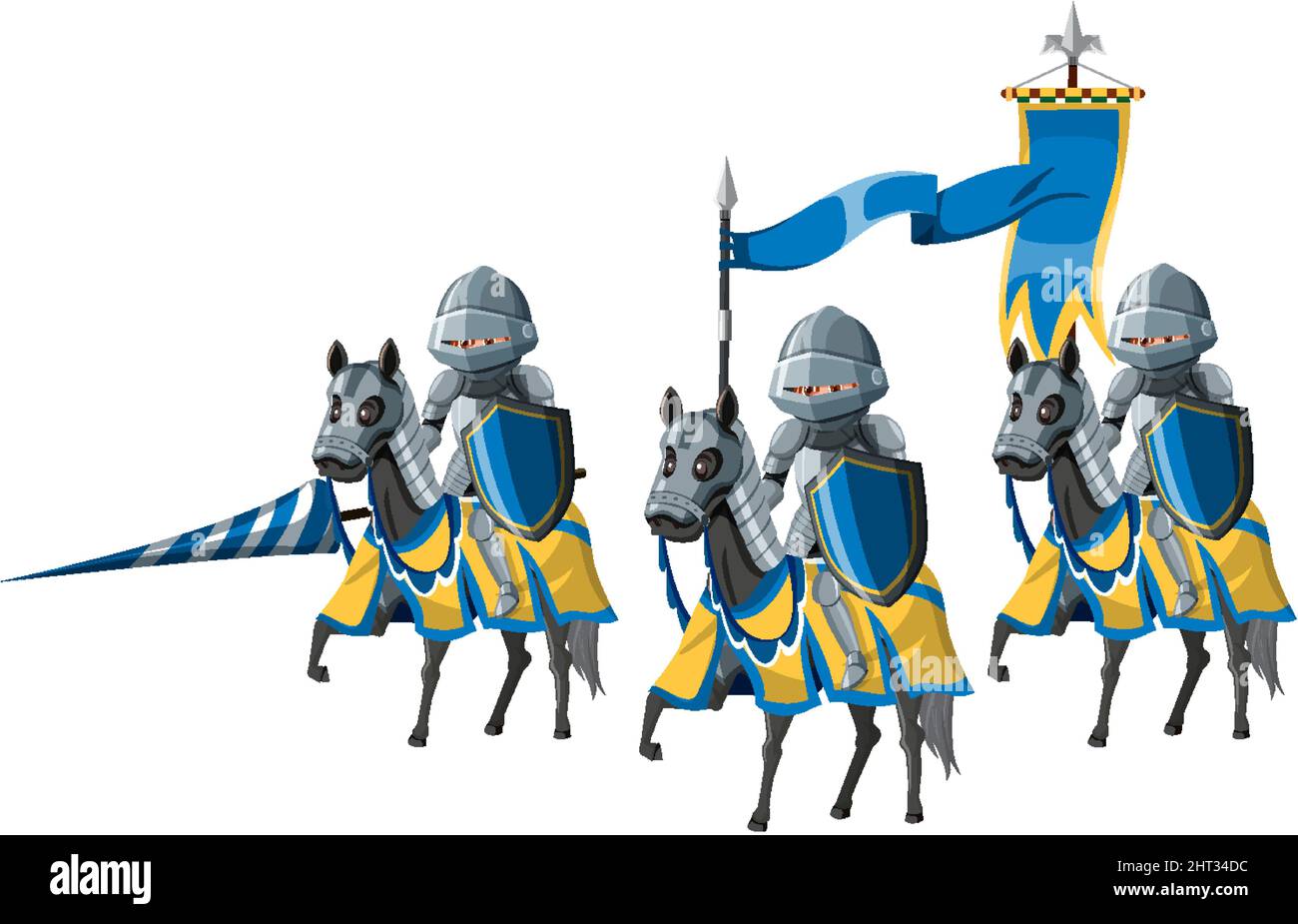 Group of medieval knights on horseback on white background illustration Stock Vector Image & Art ...