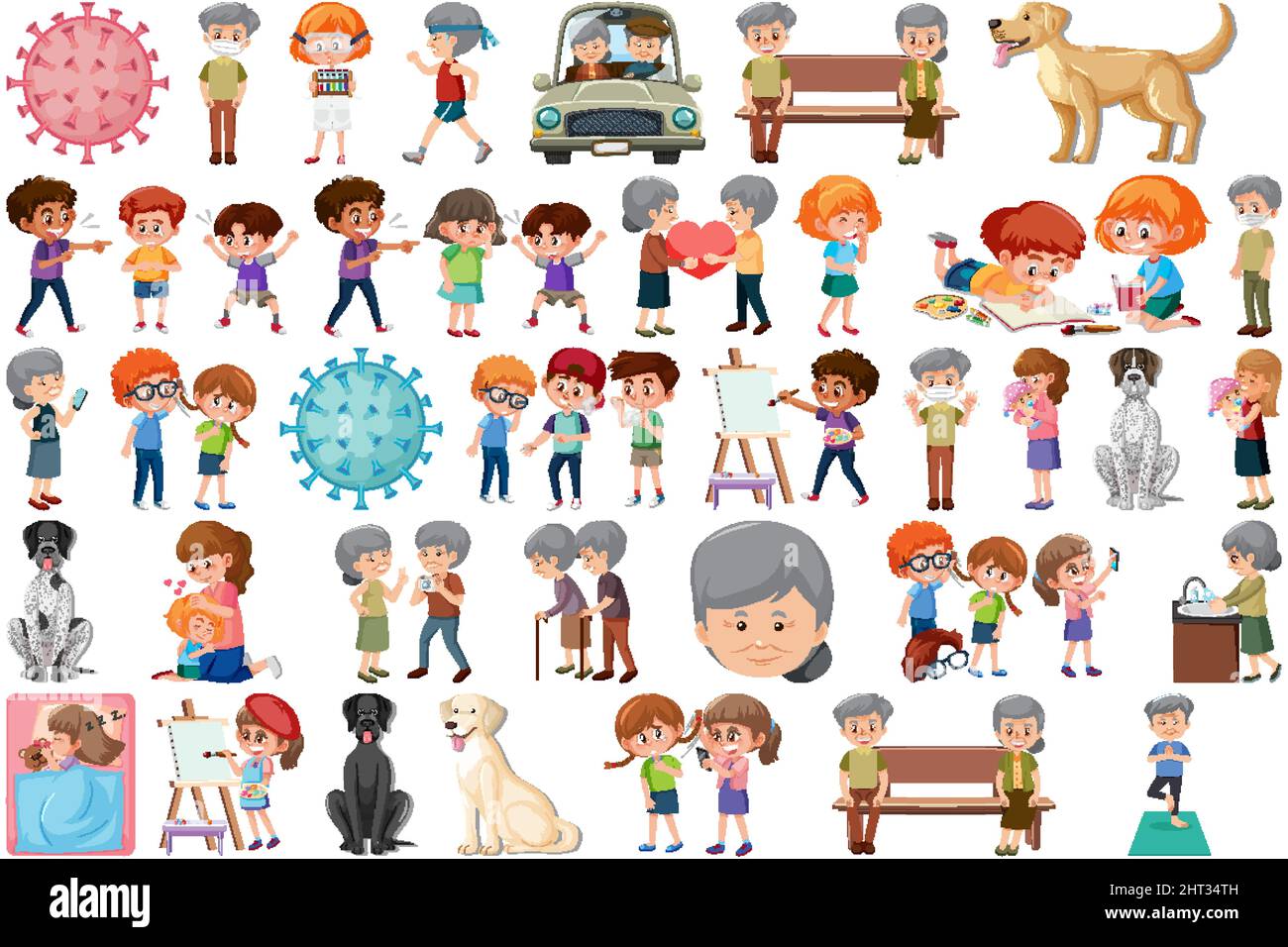 Set of different activities people in cartoon style illustration Stock ...