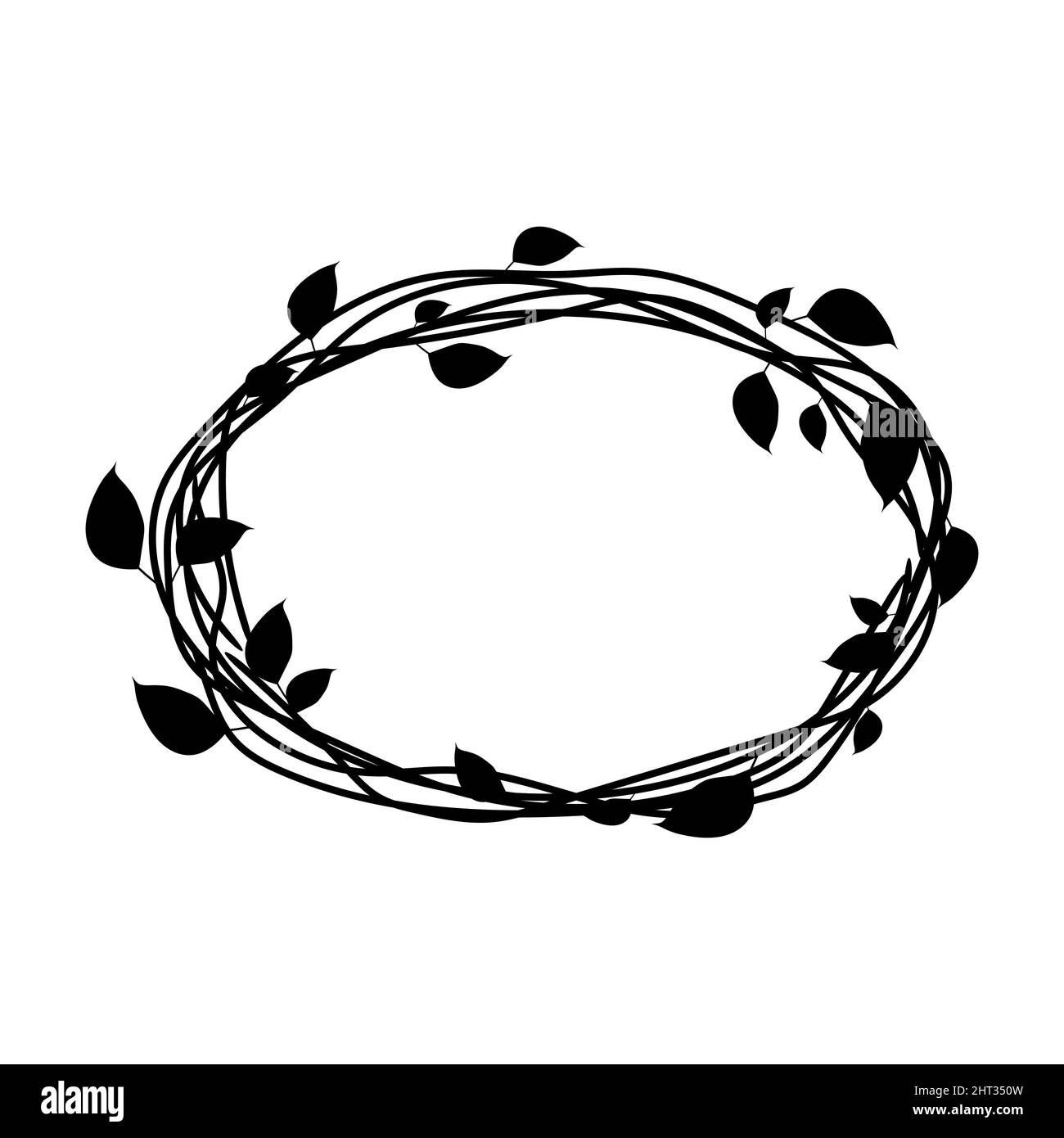 Elegant floral frame, border silhouette in hand drawn doodle style ...