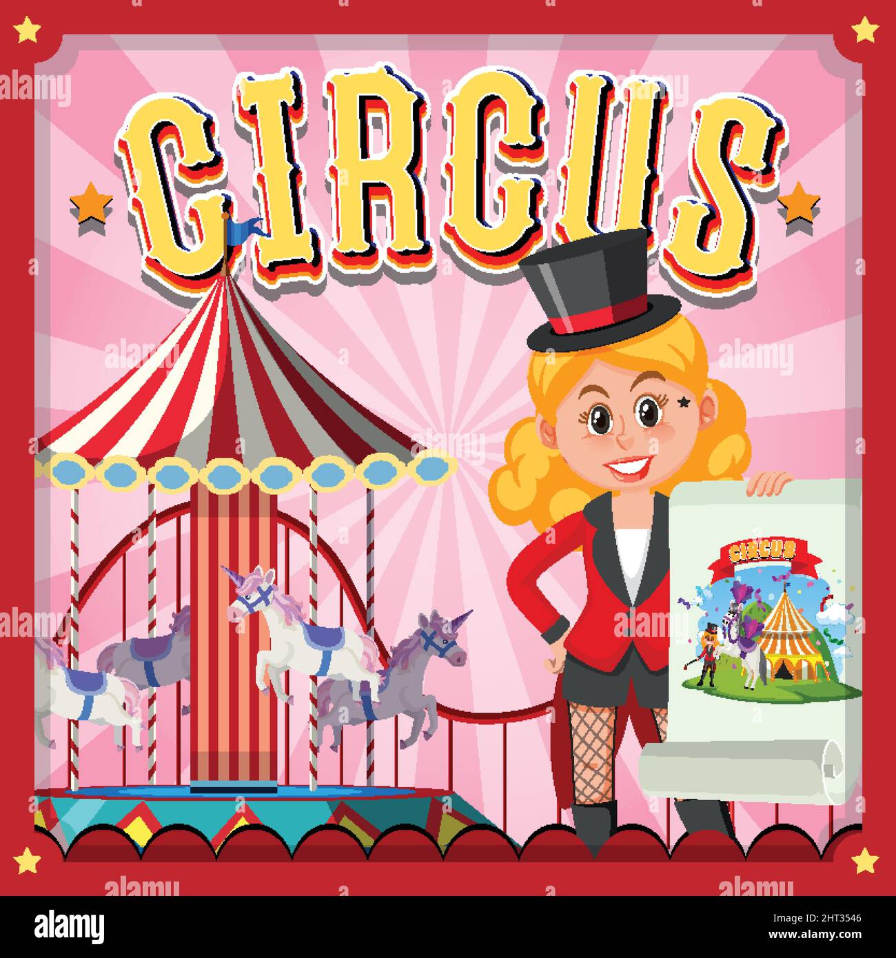 Circus banner design with magician girl illustration Stock Vector Image ...