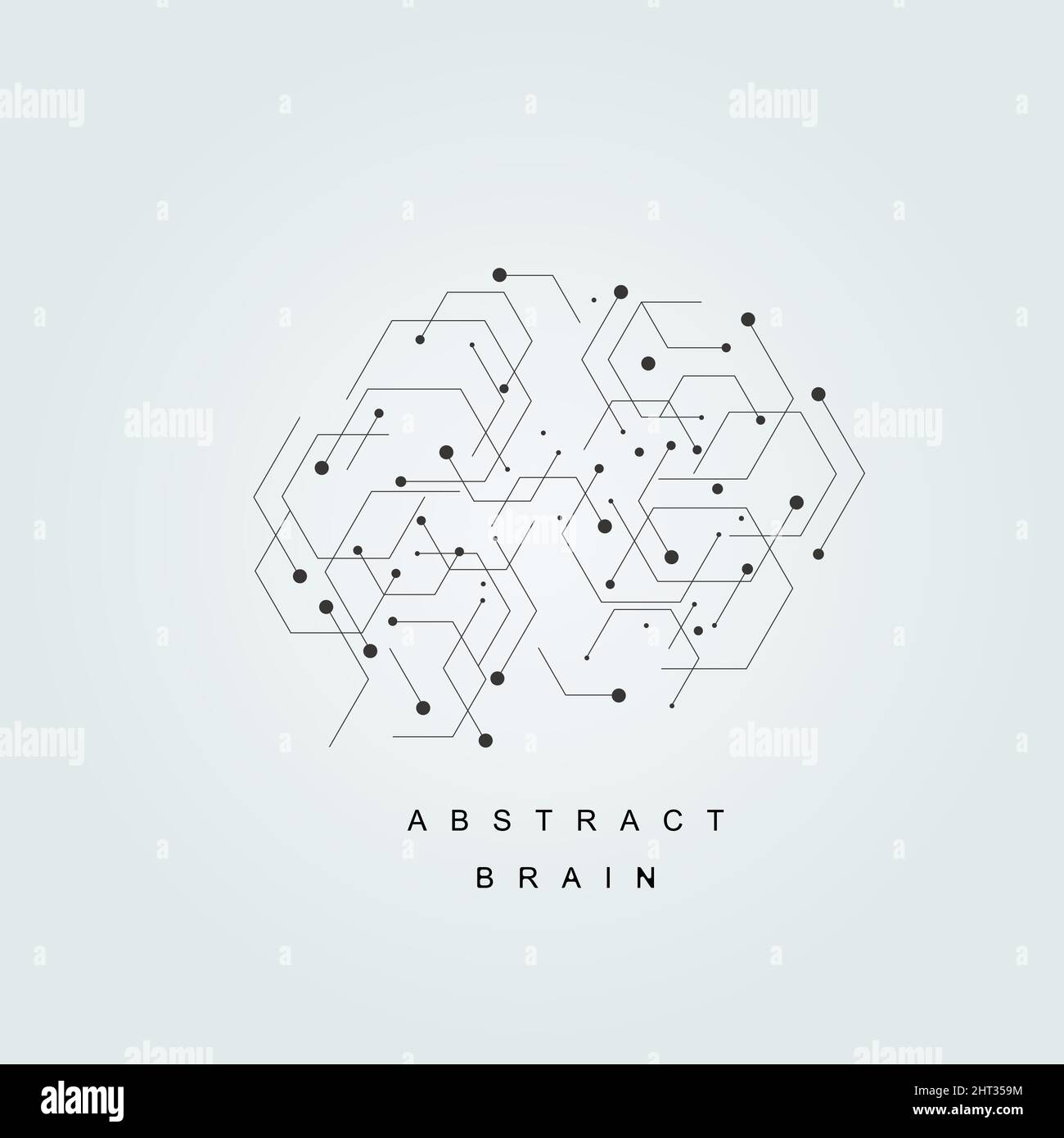 Vector abstract human brain. Concept illustration with line and dots ...