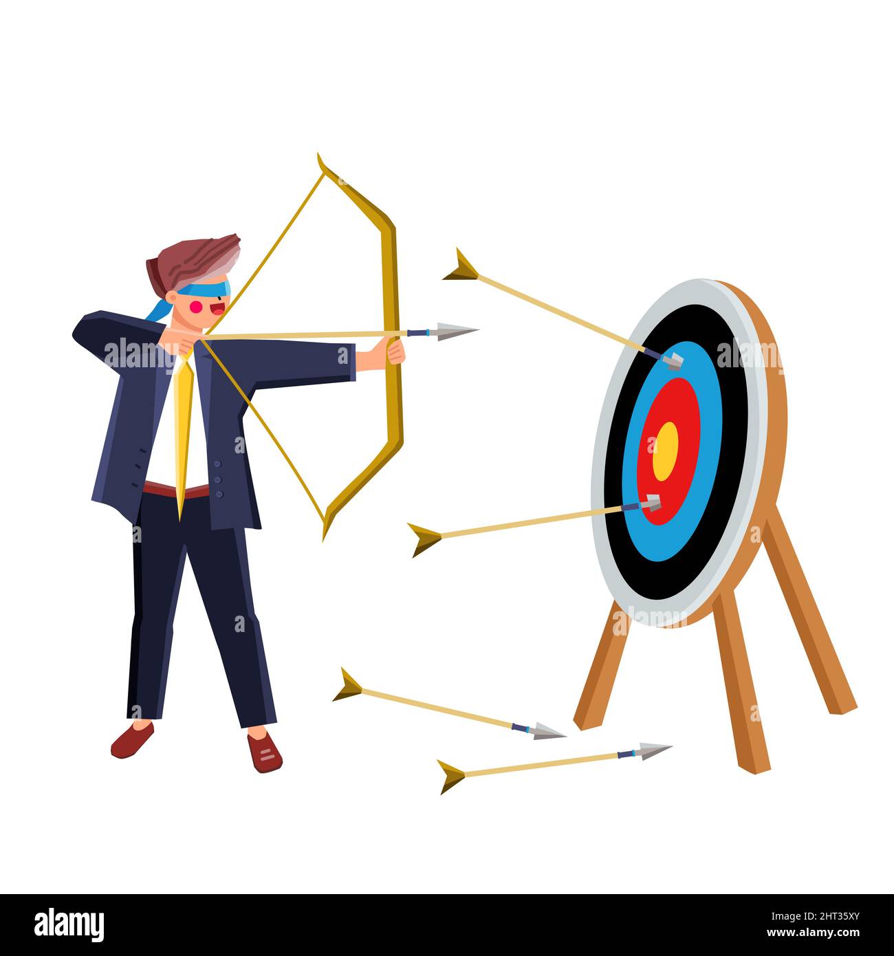 Miss Target Young Man With Archery Arrow Vector Stock Vector Image ...