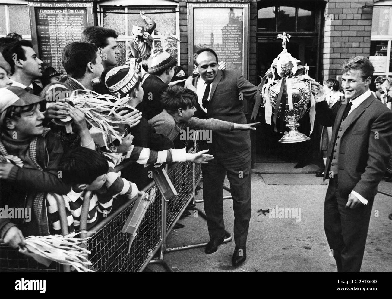 Wigan Rugby F.C. return. Young fans at Central Park Wigan almost take ...