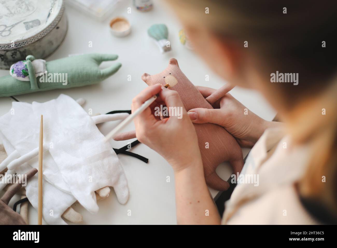 Process of making cute handmade toys Stock Photo - Alamy