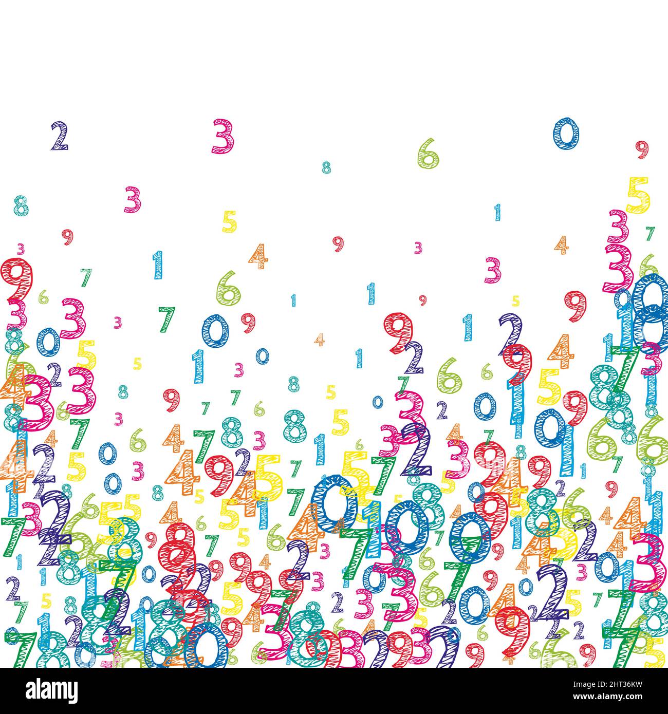 Falling colorful orderly numbers. Math study concept with flying digits ...